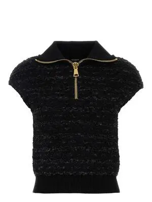 Balmain Melange Boucle Vest - Black