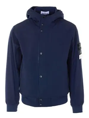 Stone Island Logo Light Soft Shell-r Jacket - Blue