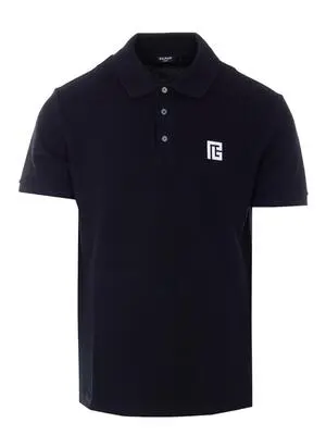 Balmain Embroidered Pb Logo Polo - Black