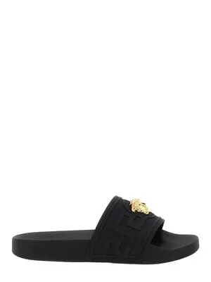 Versace La Medusa Embossed Slides - Black