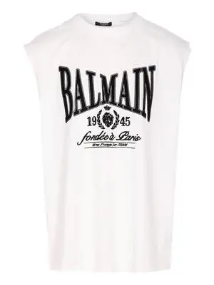 Balmain 1945 Print Tank Top - White