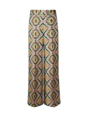 Etro Silk Trousers With All-over Print - Multicolor