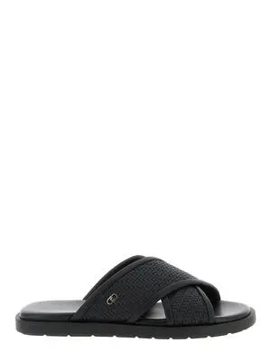 FERRAGAMO Brise 2 Leather Sandals With Woven Detail - Black