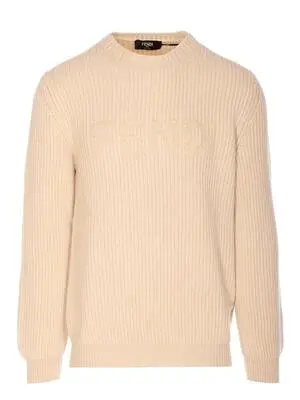 Fendi Maxi Lettering Logo Sweater - Cream