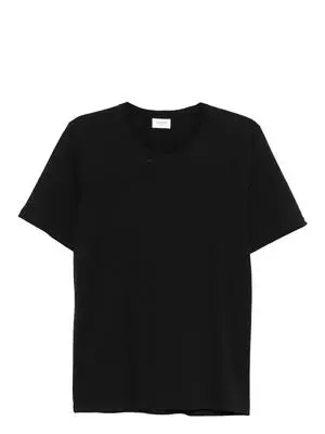 Saint Laurent Cassandre Embroidery Cotton T-shirt - Black