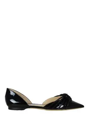 JIMMY CHOO Kaitence Flat With Crystal Embellished Bow - Black