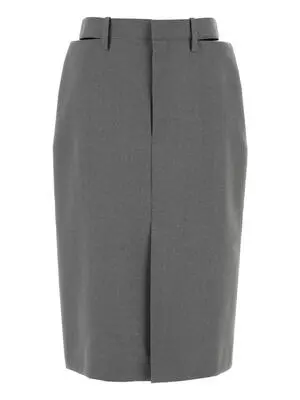 JIL SANDER Grey Wool Skirt - Gray