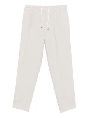 Brunello Cucinelli Garment-dyed Double Pleated Linen Pants With Drawstring - Multicolor