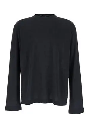 Jacquemus Jacquemus Men 'Le T-Shirt Rond Carre' Black Crew Neck T-Shirt With Long Sleeves In Tech Fabric For Men Multicolor