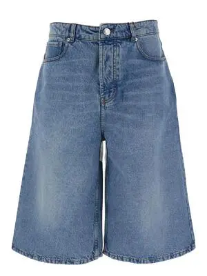 AMI Paris High-waisted Bermuda Shorts With Side Pockets In Denim - Multicolor