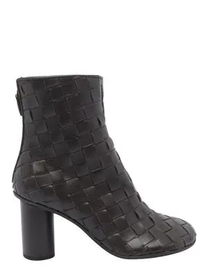 Bottega Veneta Woven Leather Ankle Boots - Brown
