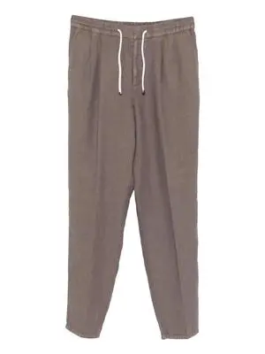 Brunello Cucinelli Garment-dyed Linen Pants With Double Pleats - Multicolor