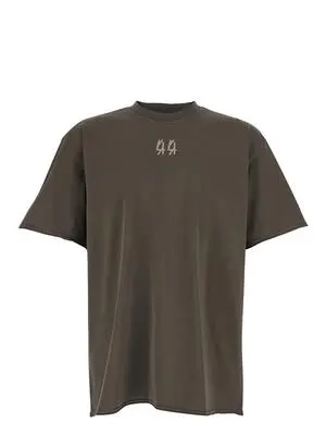 44 LABEL GROUP Grey Crew Neck T-shirt With Maxi Logo On The Back In Cotton For - Gray