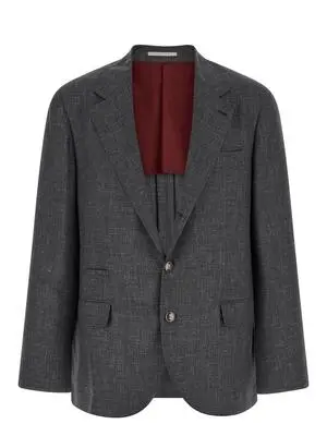 Brunello Cucinelli Brunello Cucinelli Men Blazer Flamed Canvas Blazer Gray