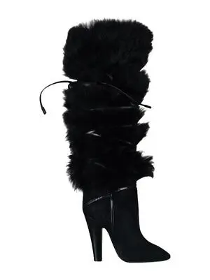 SAINT LAURENT SAINT LAURENT Suede And Fur High Heel Boots