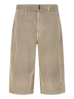LEMAIRE Garment-dyed Cotton Denim Bermuda Shorts With Flared Wide Leg - Gray