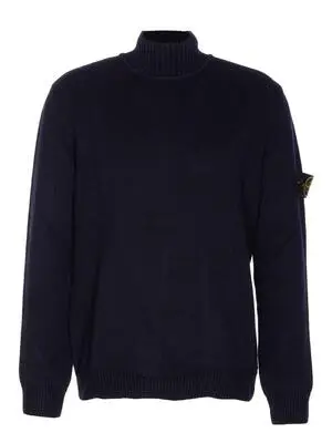 Stone Island STONE ISLAND Ribbed Turtleneck Sweater Blue