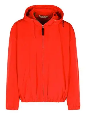 Marni Cotton Blend Jacket With Embroidered Logo - Red