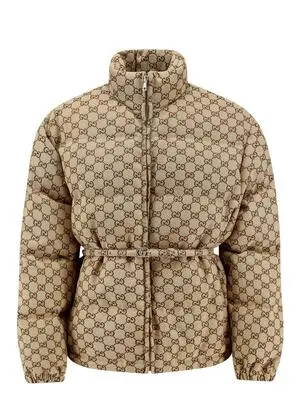 Gucci GG Fabric Padded Jacket With Belt Multicolor