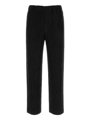 Issey Miyake Polyester Crinkled Pants - Black