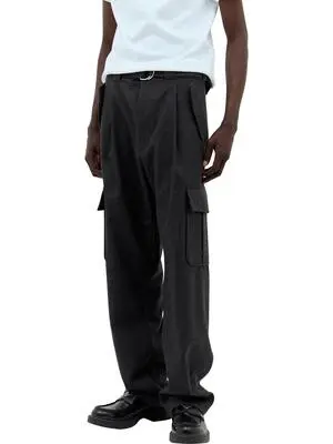 Prada Flannel Cargo Pants With D-ring Belt - Gray