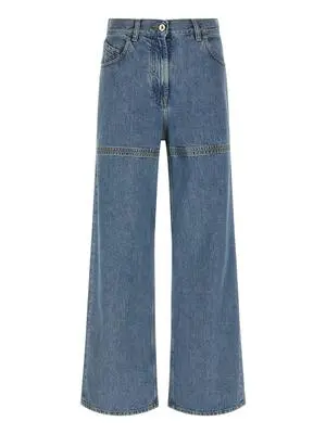Attico Cut-out Wide Leg Jeans - Blue