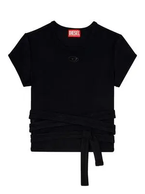 DIESEL® DIESEL Black Cotton T-Shirt With Tie Bands Multicolor