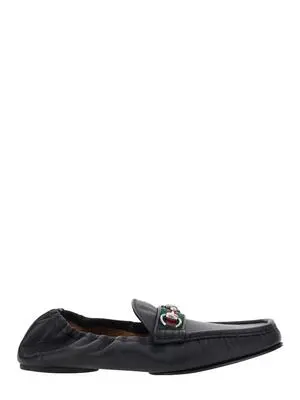 Gucci Leather Loafers With Horsebit Detail - Black