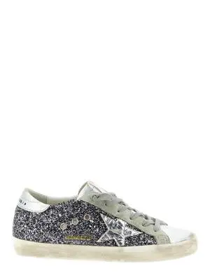 GOLDEN GOOSE Superstar Sneakers With Metallic And Glitter Details - Silver