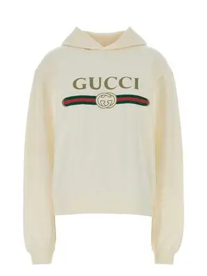 Gucci Cream Cotton Blend Hooded Sweatshirt - Yellow