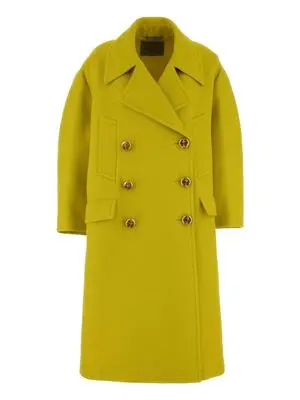 Balenciaga Double Breasted Wool Coat - Yellow