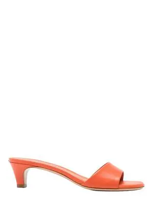 FERRAGAMO Open Toe Slip-on Mid Heel Sandals - Orange