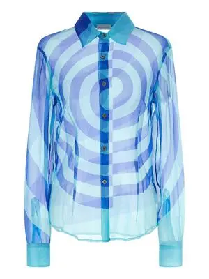 Dries Van Noten Dries Van Noten Cloudy Printed Silk Shirt Multicolor