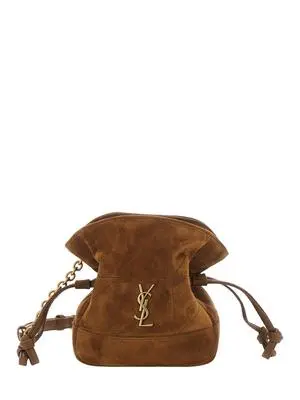 Saint Laurent SAINT LAURENT Jamie Mini Suede Bucket Bag With Cassandre Logo Multicolor