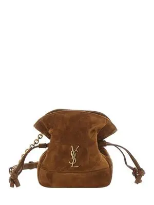 Saint Laurent SAINT LAURENT Jamie Mini Suede Bucket Bag With Cassandre Logo Multicolor