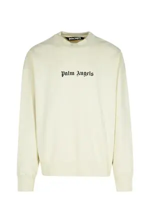 Palm Angels Palm Angels Cotton Sweatshirt With Contrast Logo Cream