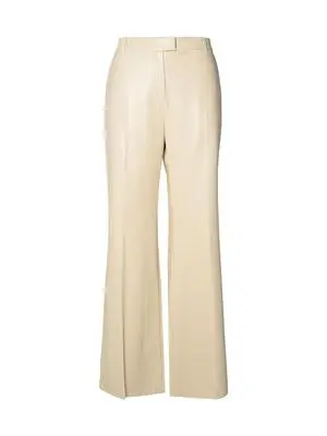 STAND STUDIO Faux Leather Flare Trousers - Cream