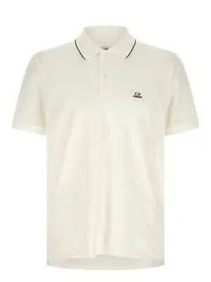 C.P. COMPANY Logo Patch Polo Shirt - White