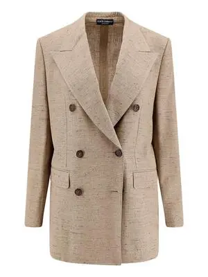 Dolce & Gabbana Double-breasted Viscose And Linen Blazer - Multicolor