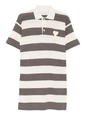 AMI AMI PARIS Striped Knit Polo Dress With Heart Motif