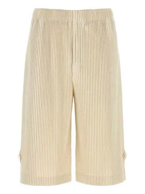 Issey Miyake Homme Plissé Sand Polyester Bermuda Shorts - Brown