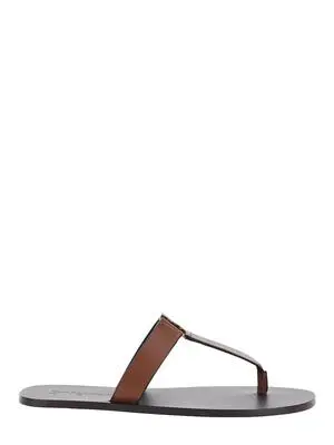 Saint Laurent Babylone" Leather Sandals With Cassandre Plaque - Multicolor