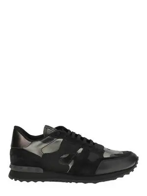 Valentino Garavani Rockrunner Calfskin Leather Sneakers - Black