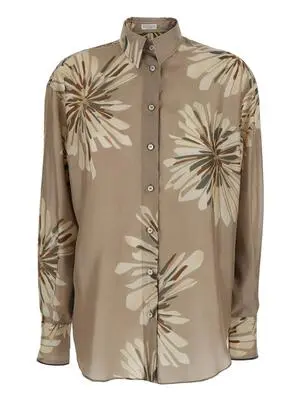 Brunello Cucinelli Silk Printed Shirt - Multicolor