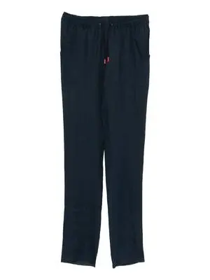 Kiton Linen Drawstring Waist Pants - Blue