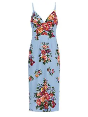 Dolce & Gabbana Mazzo Di Fiori' Print Midi Dress - Blue