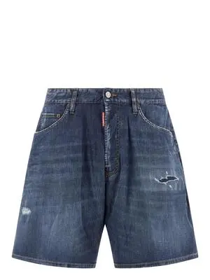 Dsquared2 Distressed Denim Bermuda Shorts - Blue