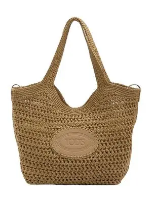 TOD'S TOD'S Raffia And Leather Medium Shopping Bag Multicolor