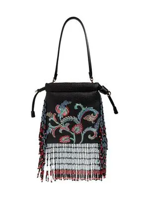Etro Kalispera Small Beaded Tote Bag - Black