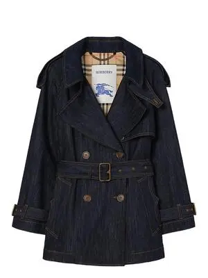 Burberry Fitzrovia" Denim Trench Coat - Blue